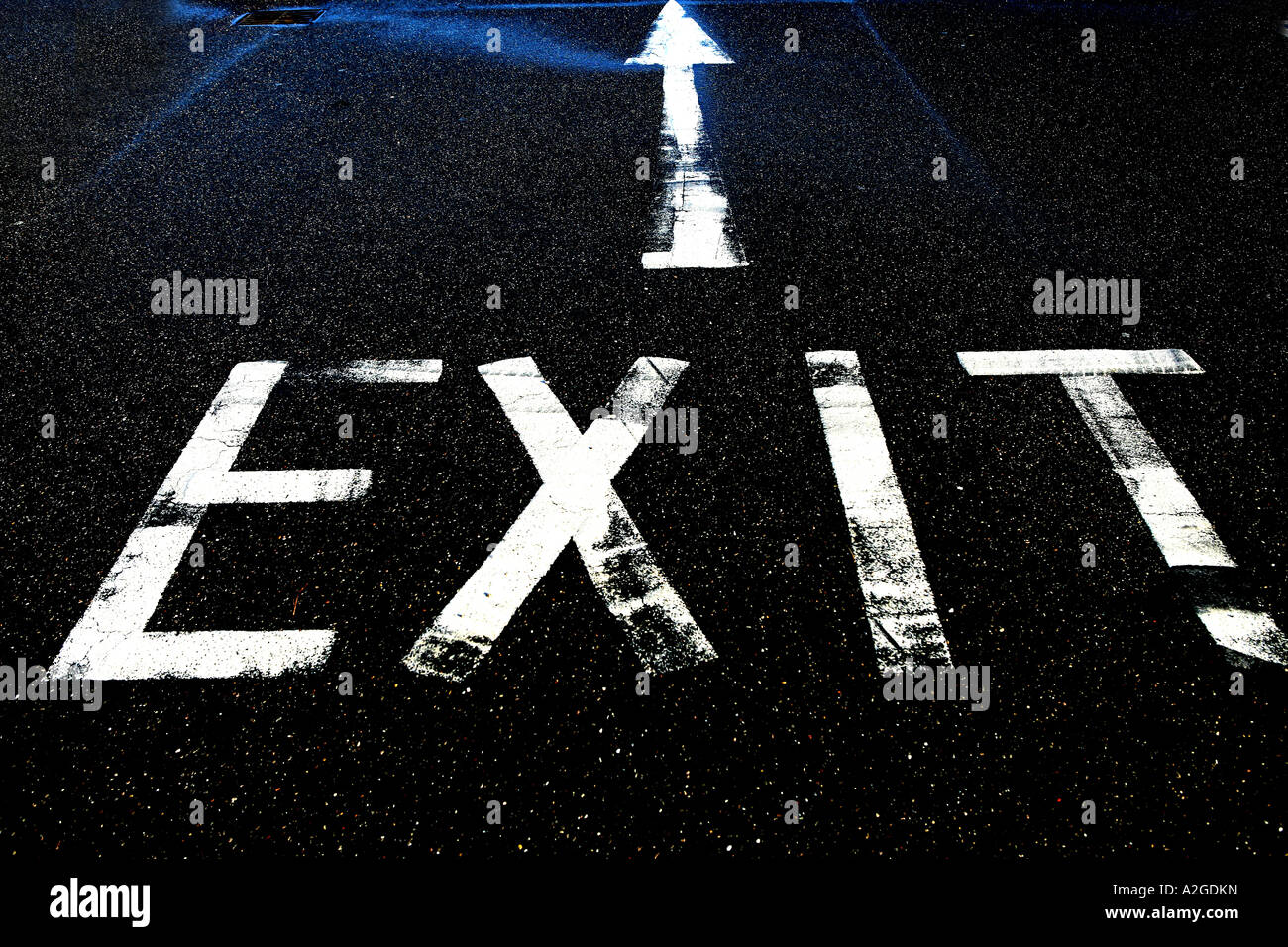 Exit Road Marking Stock Photo - Alamy