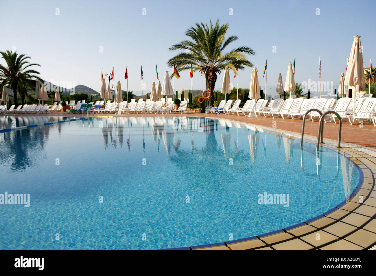 Mediterranean Destination, Resort Hotel Swimming Pool, With Empty Poole ...