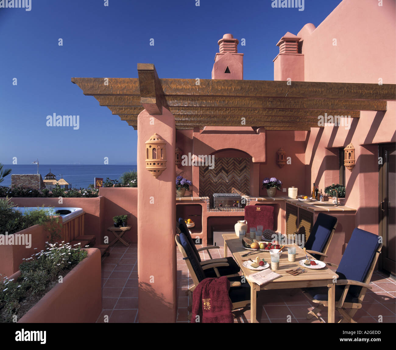 terrace of a spanish villa Stock Photo - Alamy