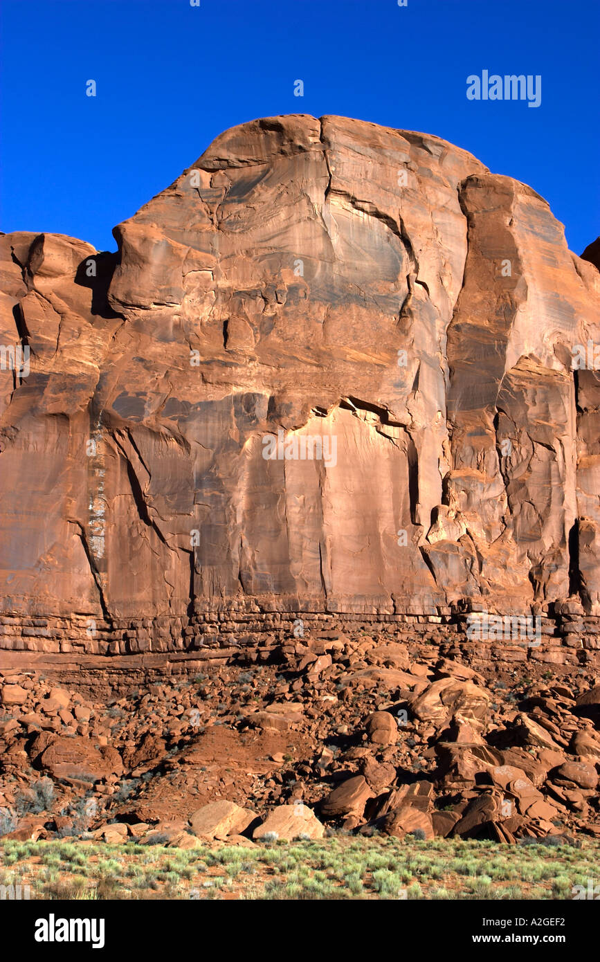 Rain God Mesa in Monument Valley USA (Note Face in rock Stock Photo - Alamy