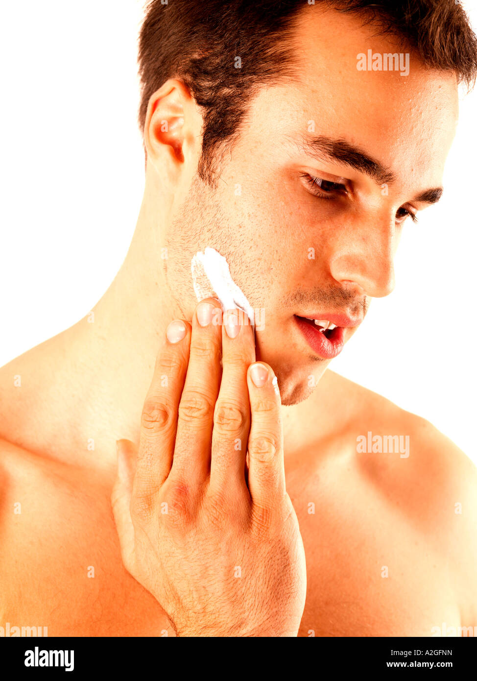 Young Man Shaving Model Released Stock Photo - Alamy