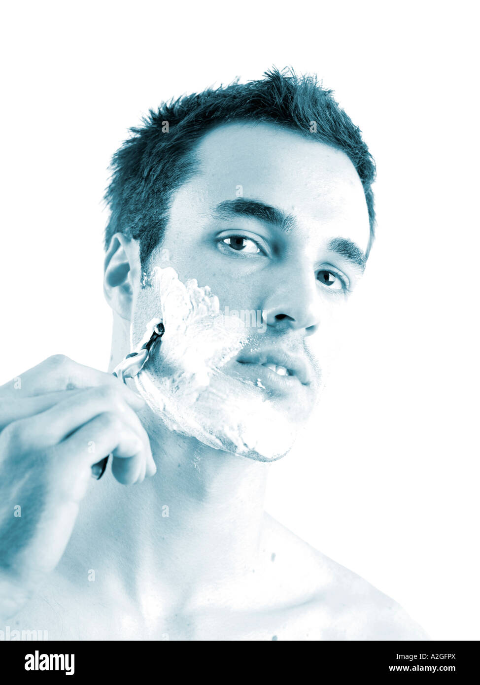 Young Man Shaving Model Released Stock Photo - Alamy