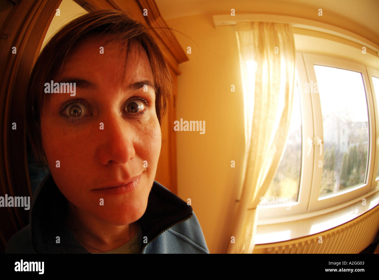 crazy female face Stock Photo - Alamy