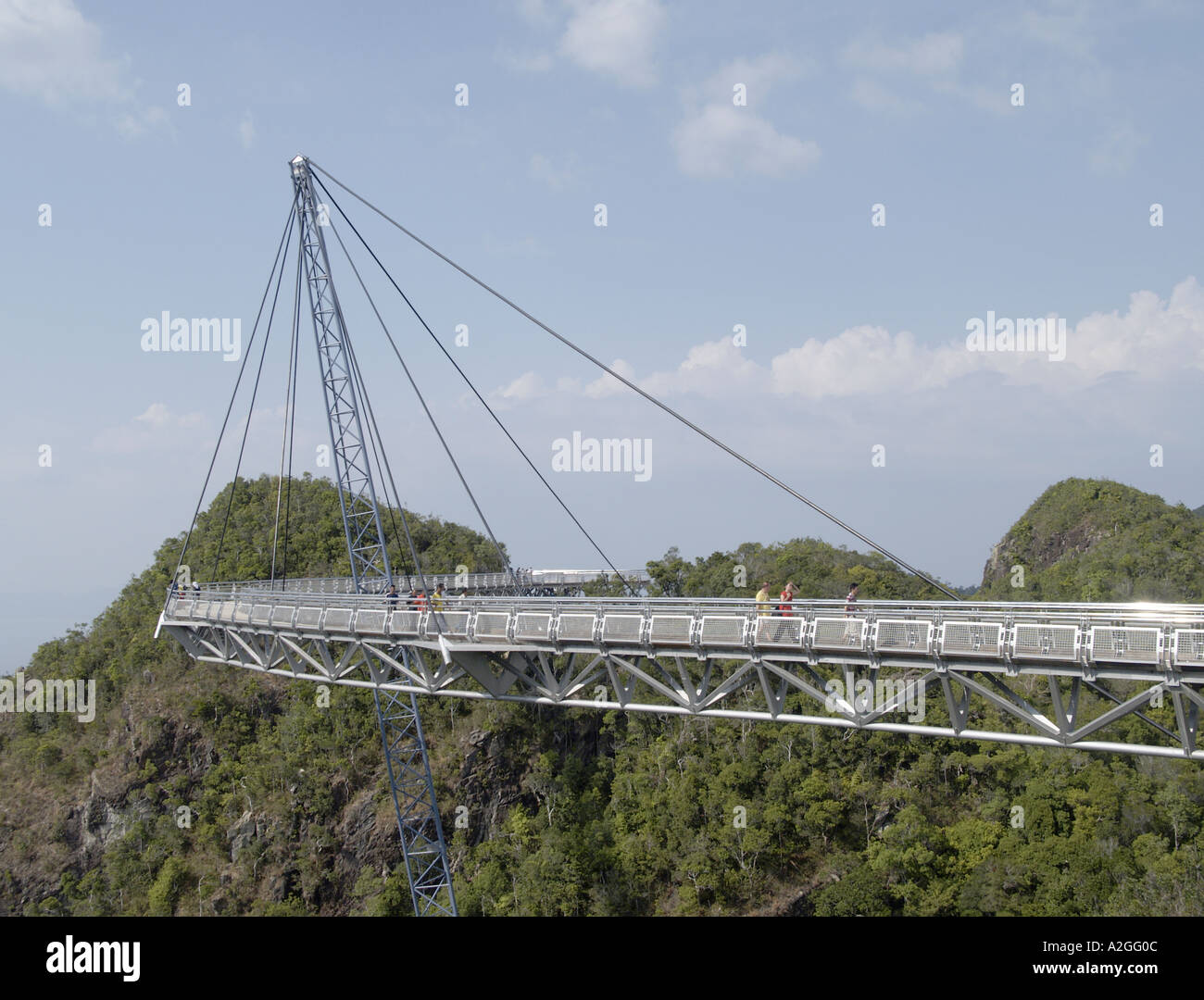 CURVED PEDESTRIAN BRIDGE PART OF THE CABLE CAR ATTRACTION GUNUNG MAT ...
