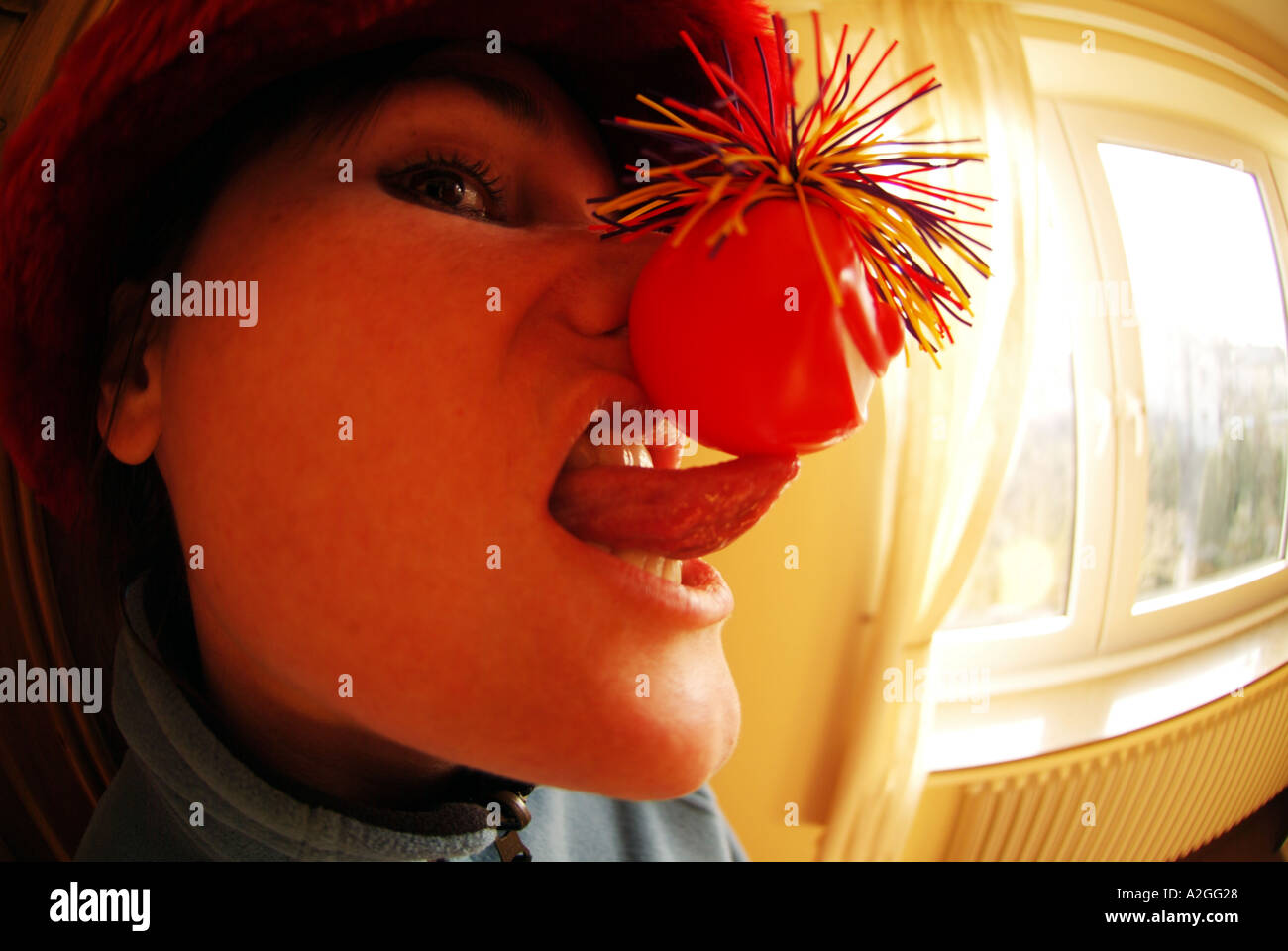 red nose face Stock Photo - Alamy