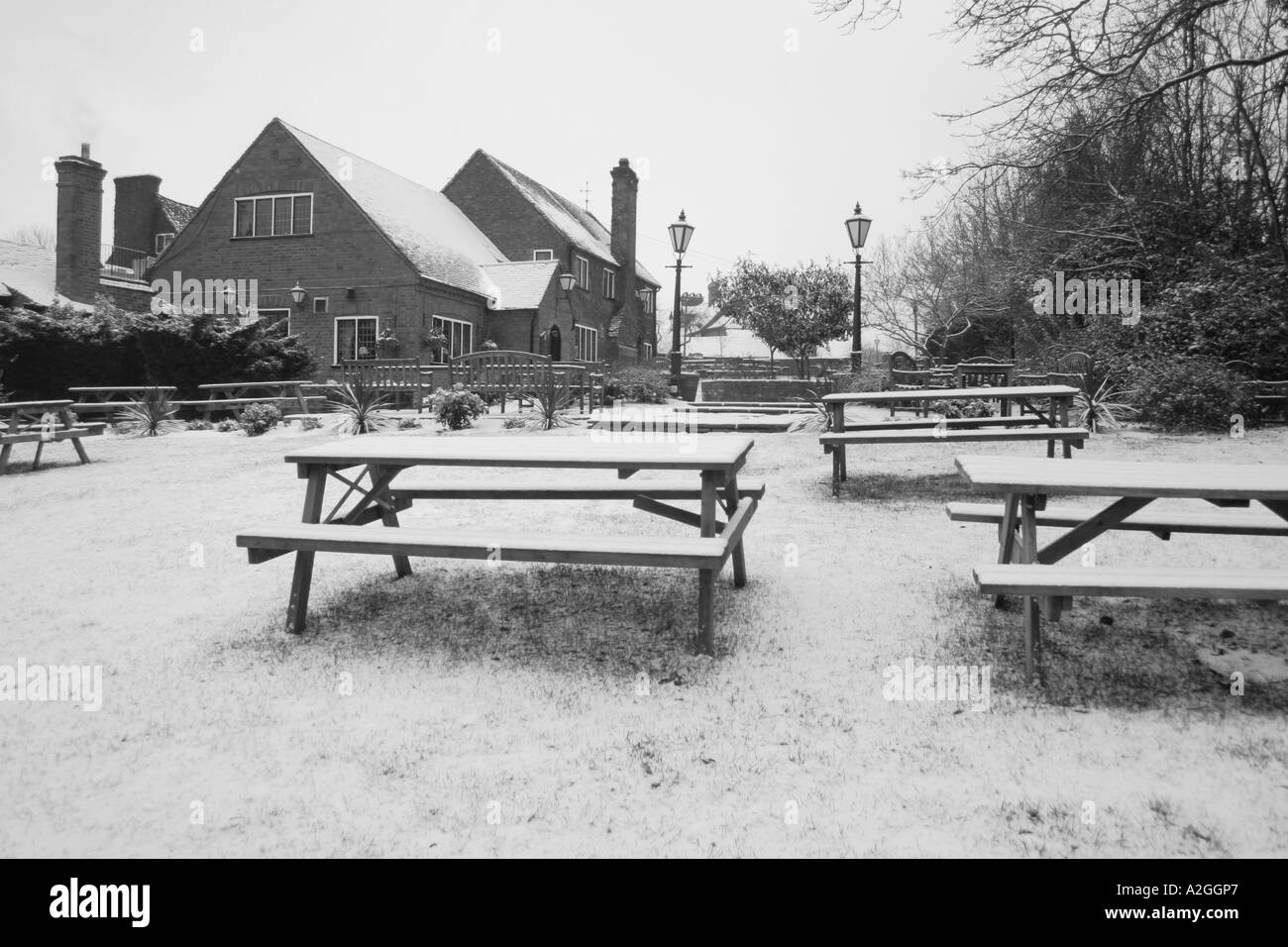 English house winter Black and White Stock Photos & Images - Alamy