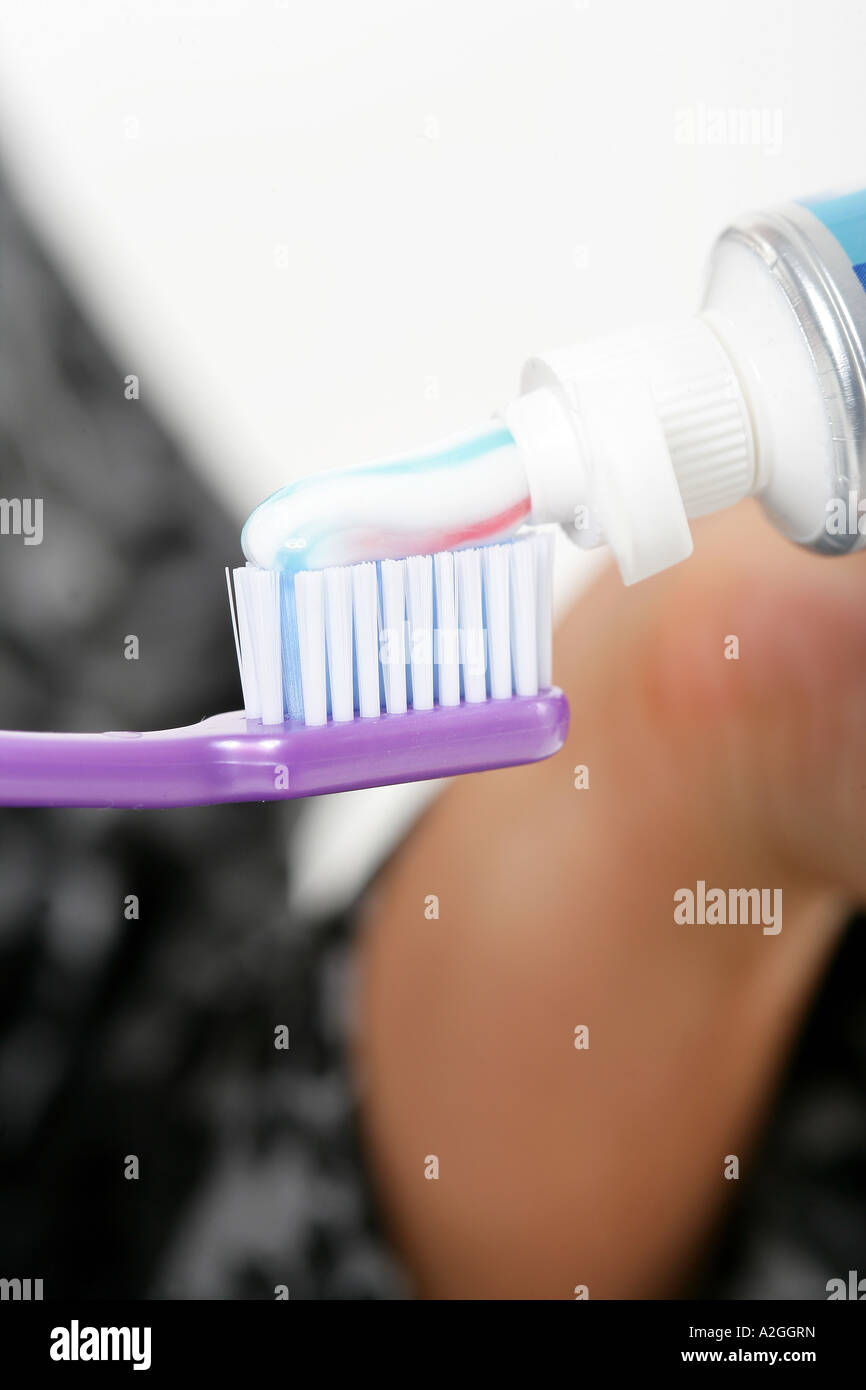 Young Woman Brushing Teeth Model Released Stock Photo - Alamy