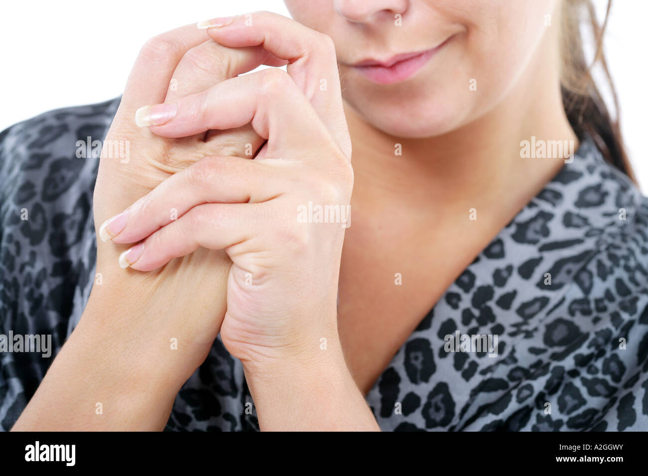 Young Woman Using Hand Cream Model Released Stock Photo - Alamy