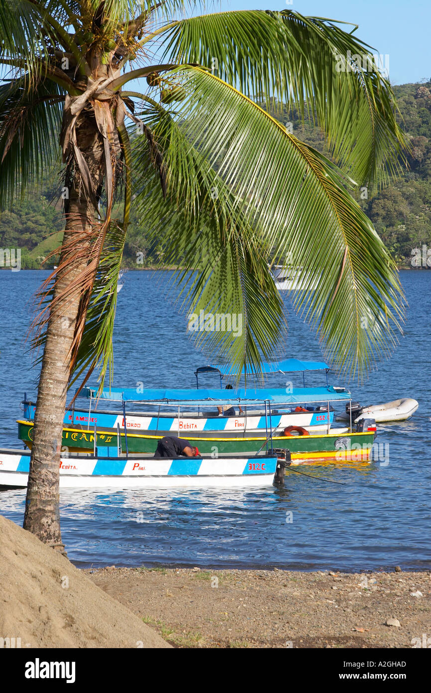 Water taxis wait for tourists on the Portobello pier Colon Panama ...