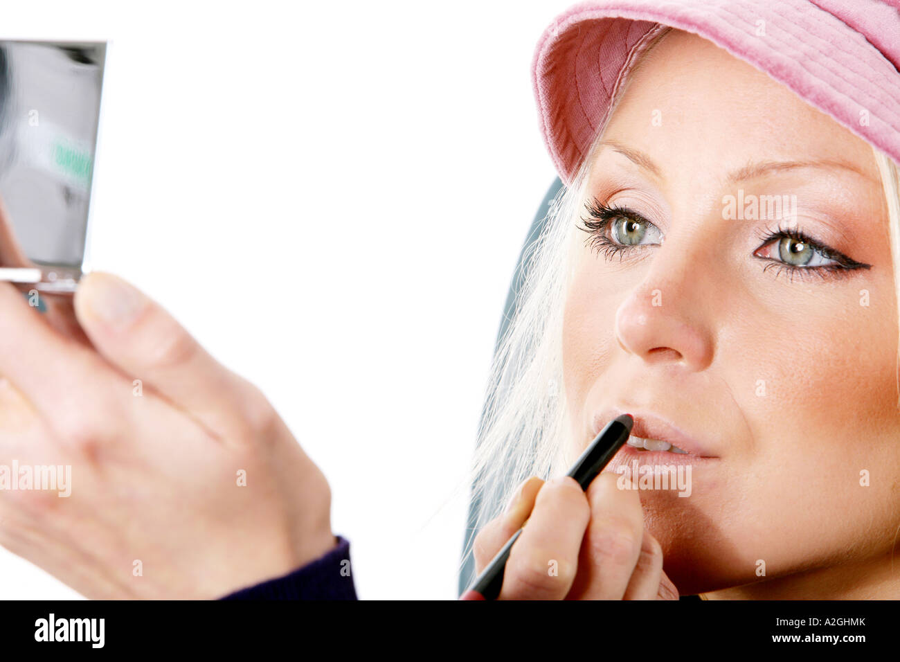 Teenage Girl Applying Lipliner Model Released Stock Photo - Alamy
