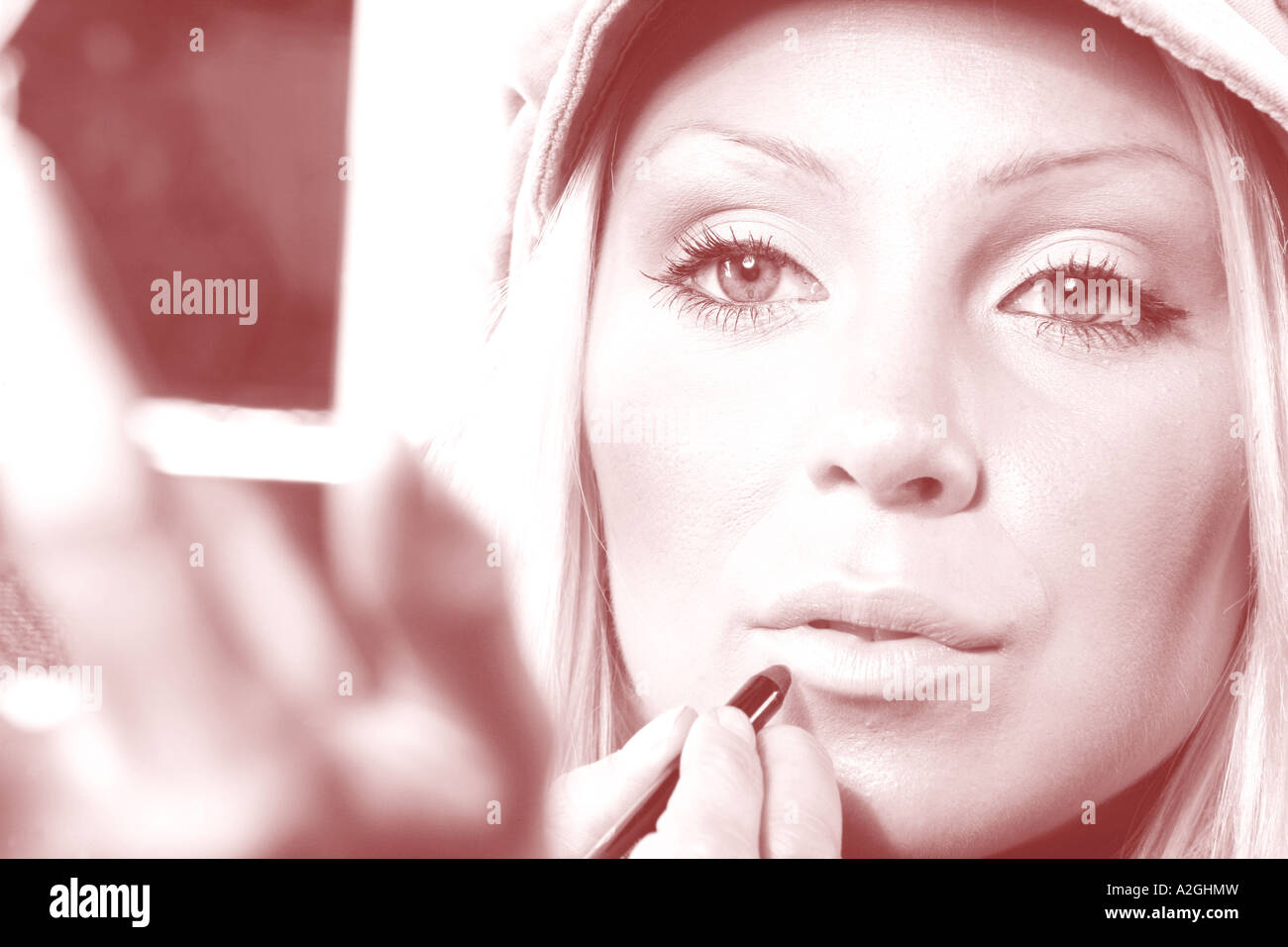 Teenage Girl Applying Lipliner Model Released Stock Photo - Alamy
