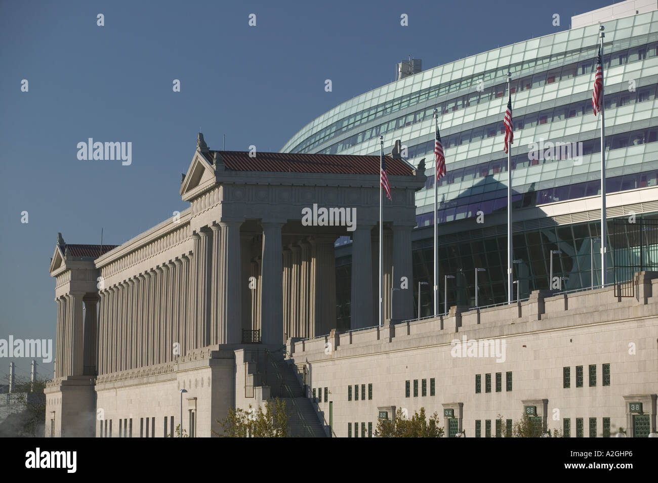 USA, Illinois, Chicago: Soldier Field Football Stadium East Facing ...
