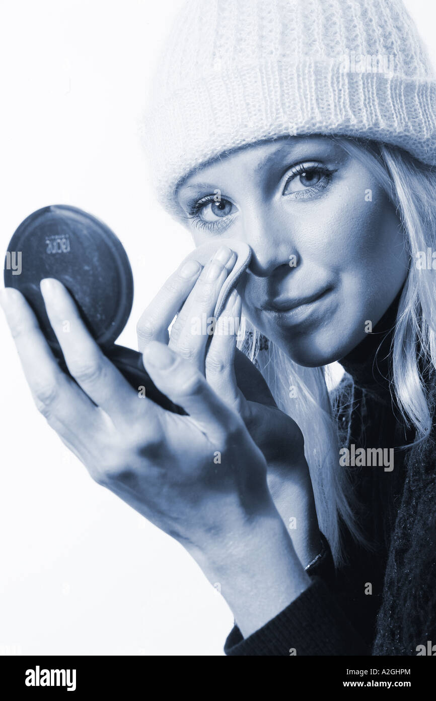 Teenage Girl Applying Face Powder Model Released Stock Photo - Alamy