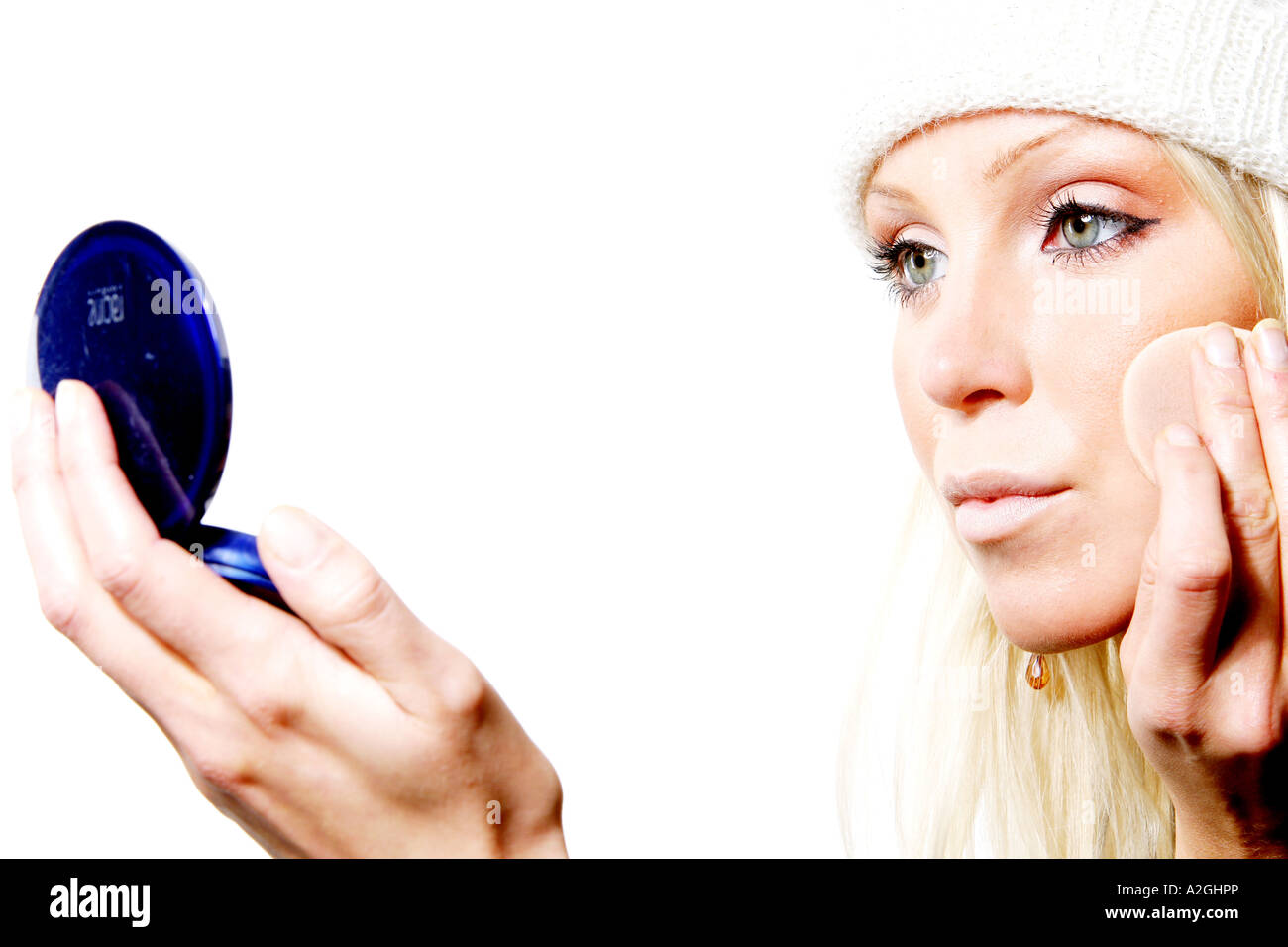 Teenage Girl Applying Face Powder Model Released Stock Photo - Alamy