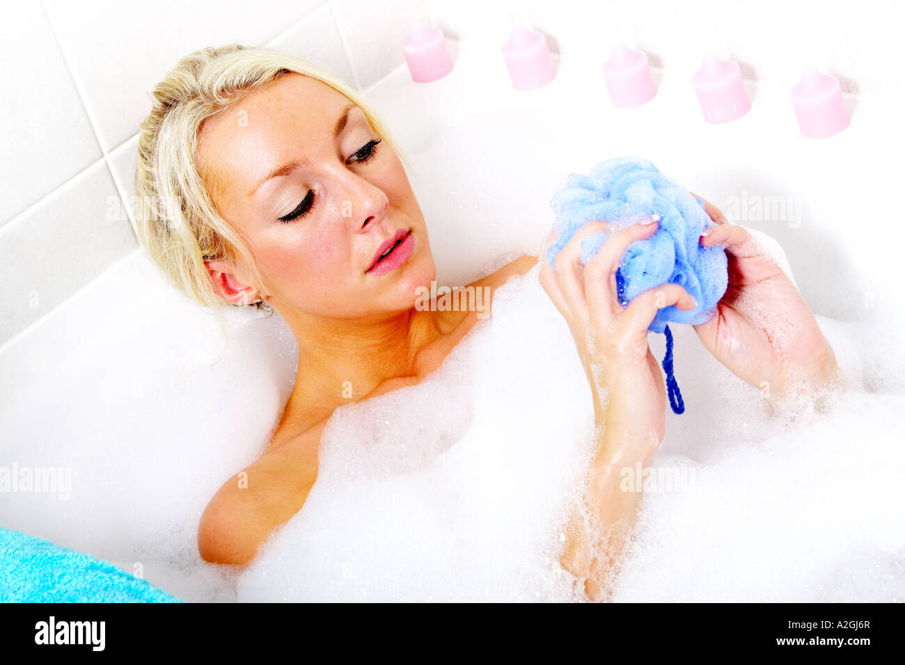 Young Woman in the Bath Model Released Stock Photo - Alamy