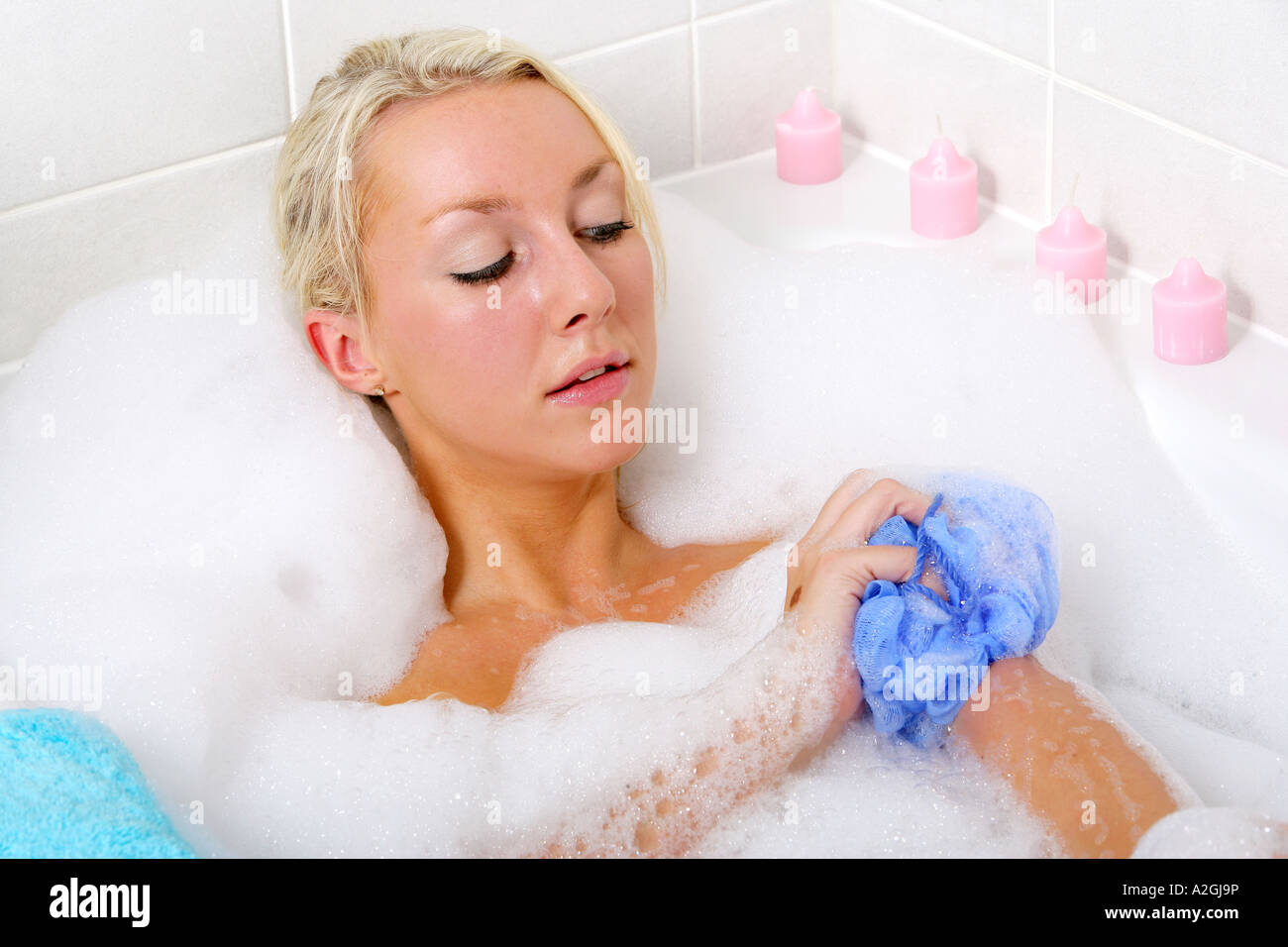Young Woman in the Bath Model Released Stock Photo - Alamy