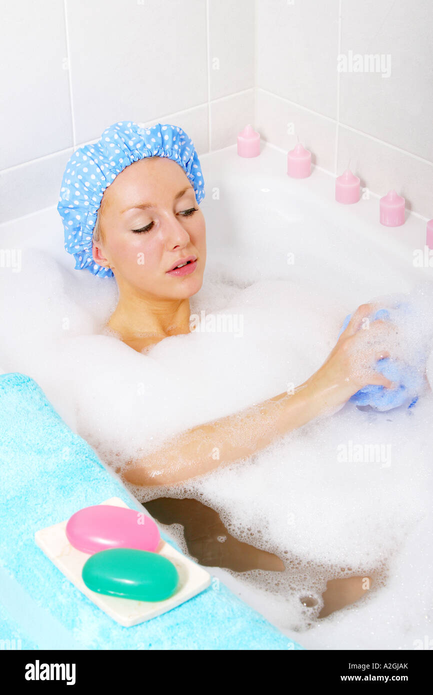 Young Woman in the Bath Model Released Stock Photo - Alamy