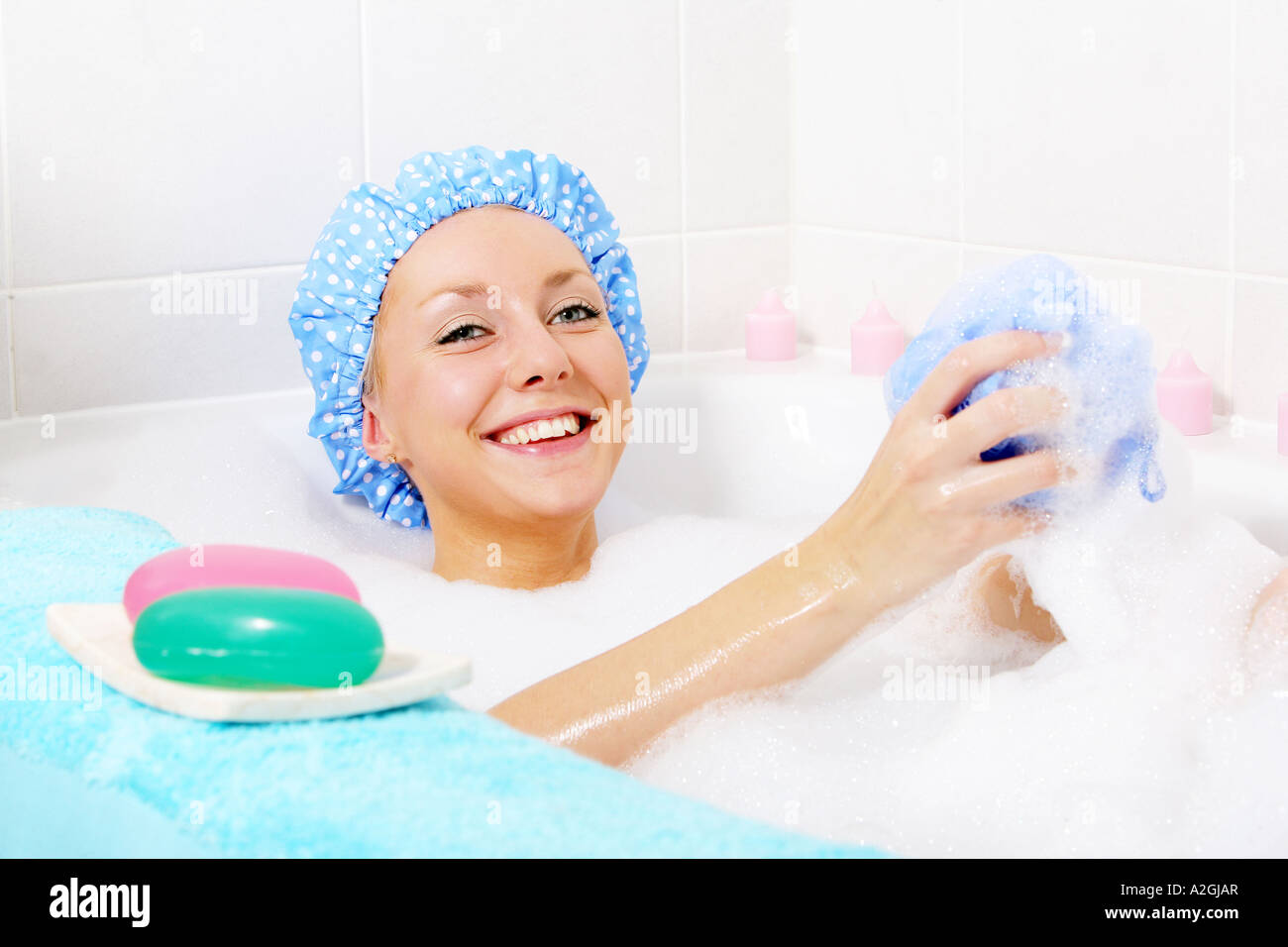 Young Woman in the Bath Model Released Stock Photo - Alamy