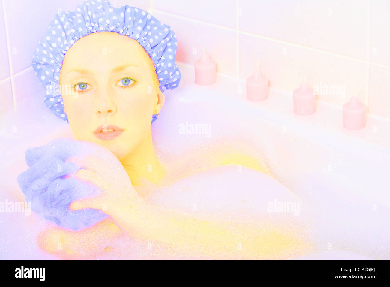 Young Woman in the Bath Model Released Stock Photo - Alamy