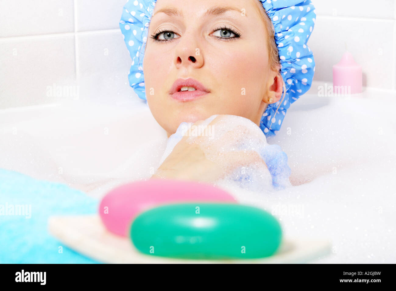 Young Woman in the Bath Model Released Stock Photo - Alamy