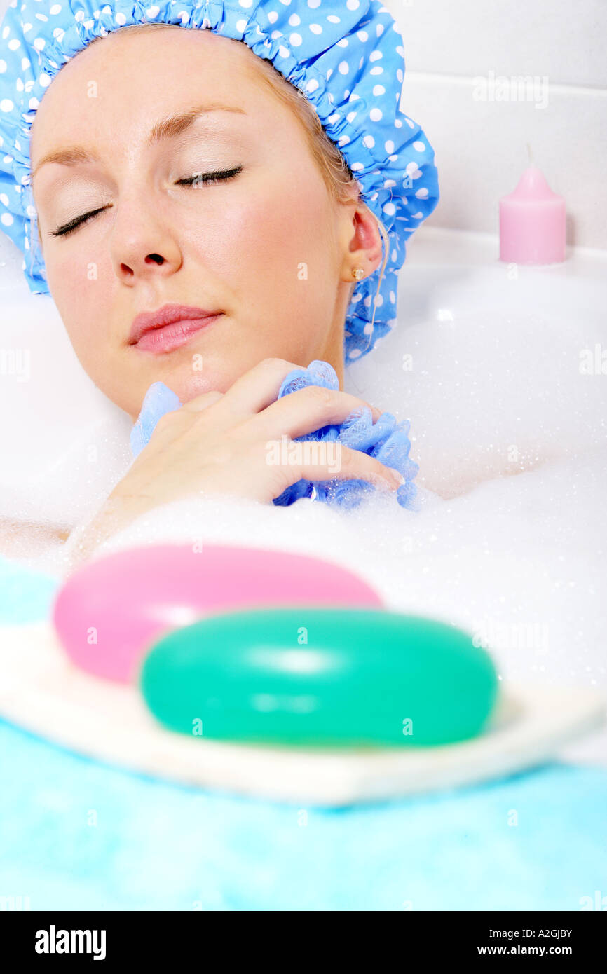 Young Woman in the Bath Model Released Stock Photo - Alamy