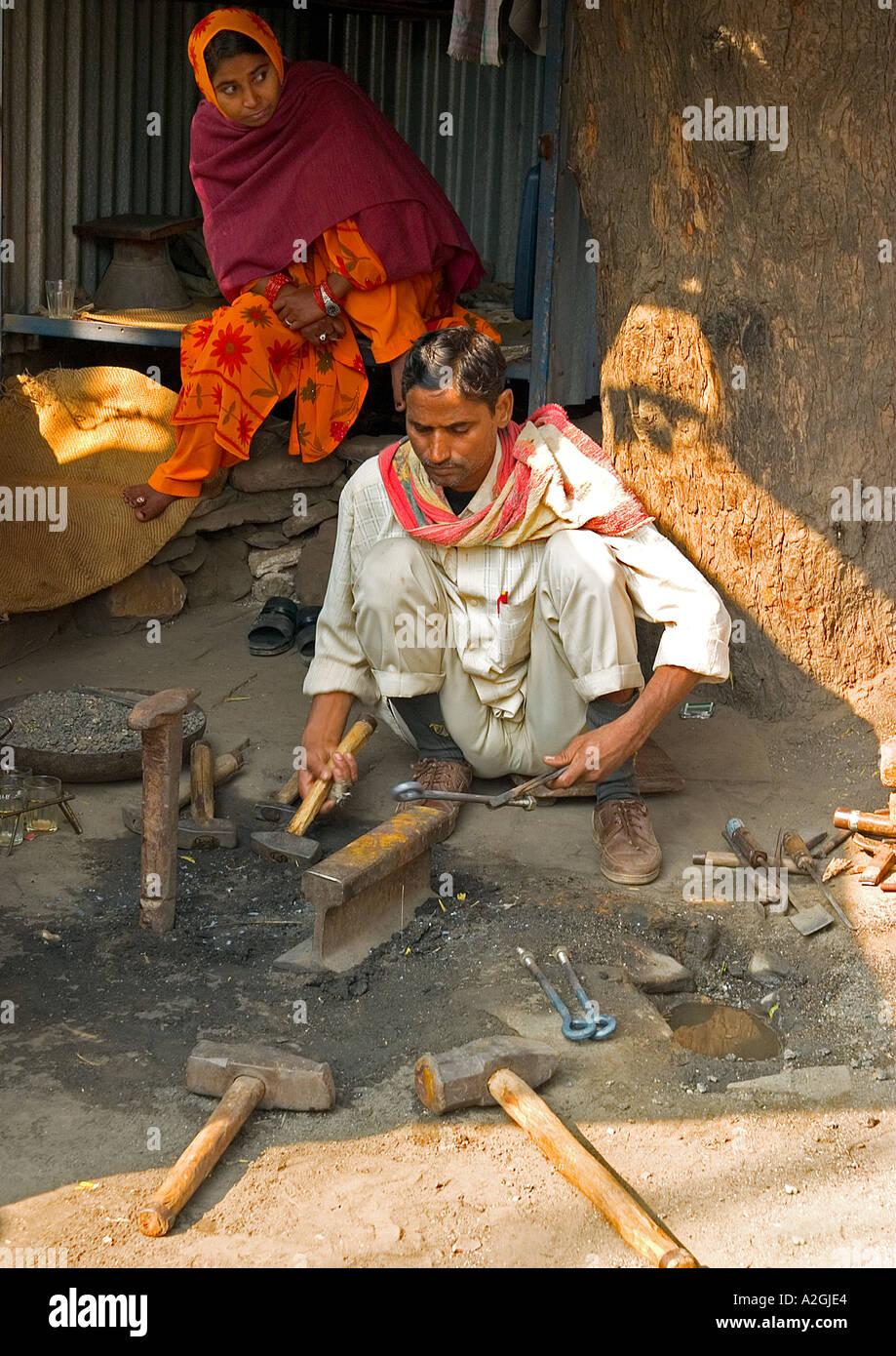 Blacksmith at work in rural India Stock Photo - Alamy