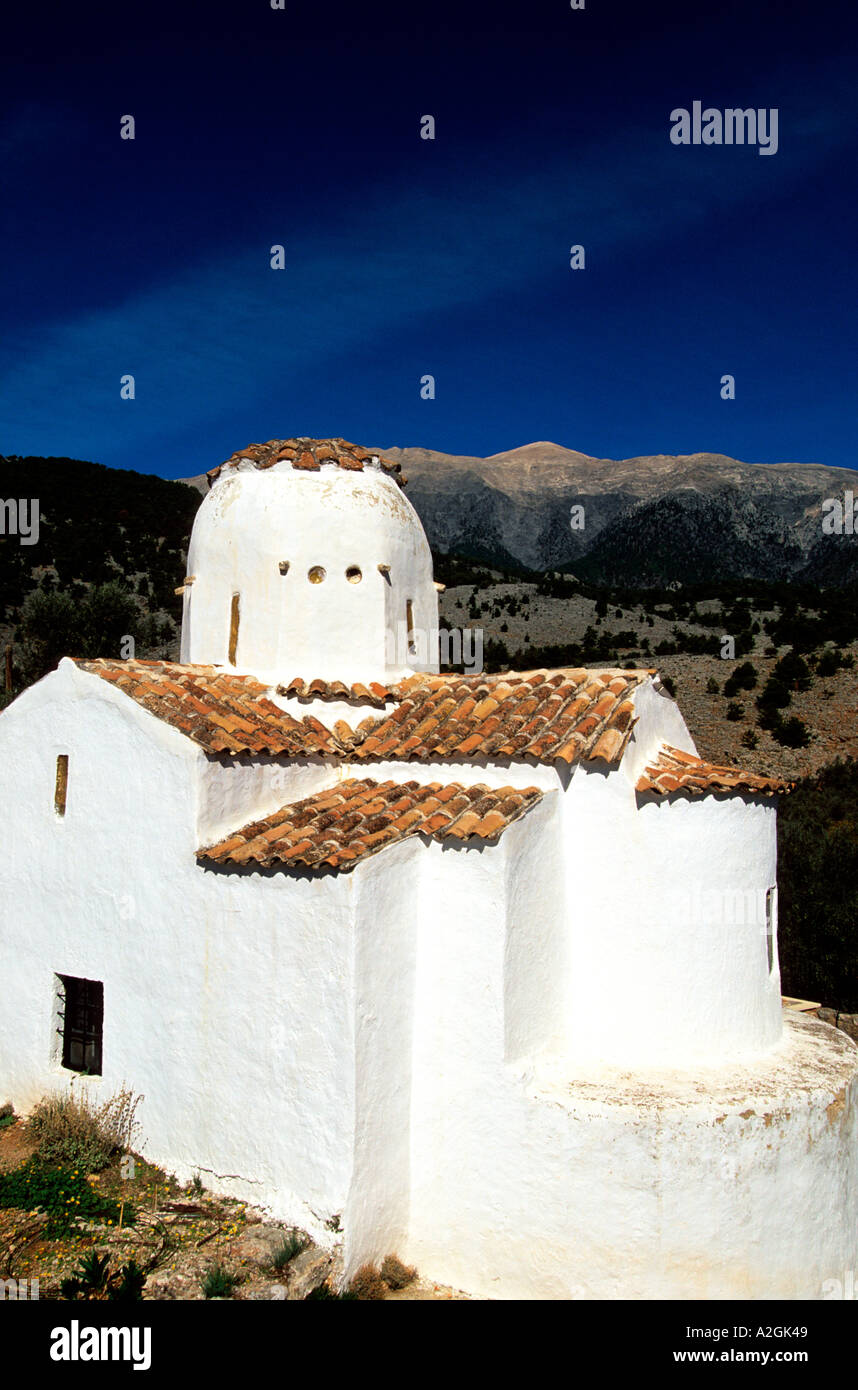 greece crete south coast aradena gorge a church at the entrance Stock ...