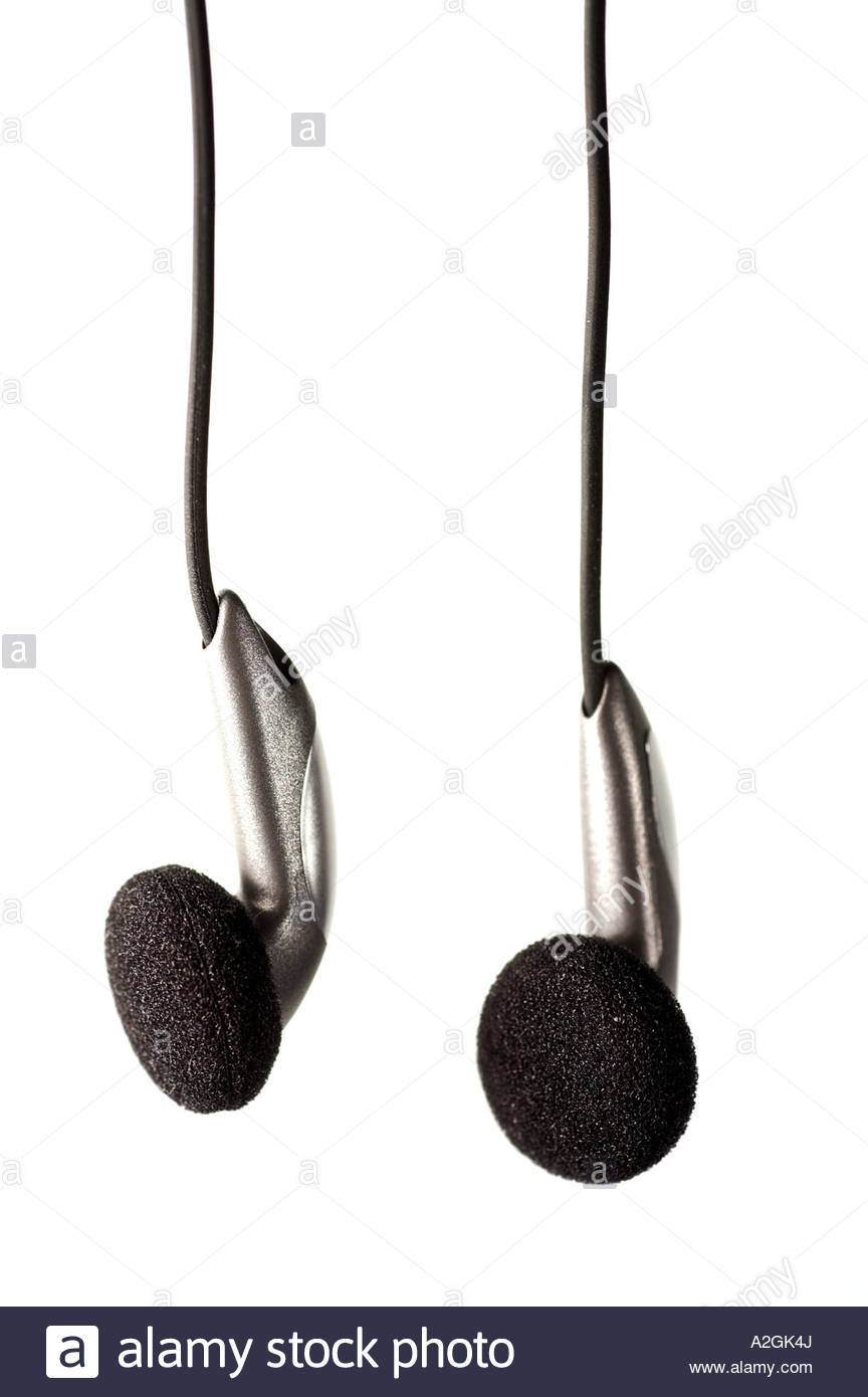 Pair of earbuds Stock Photo - Alamy