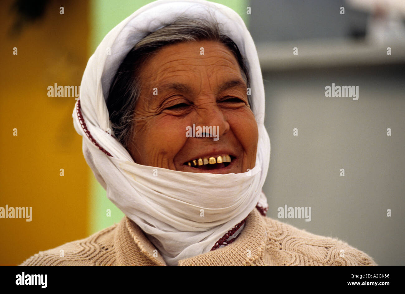 greece greek faces rhodes an old lady with gold teeth Stock Photo - Alamy