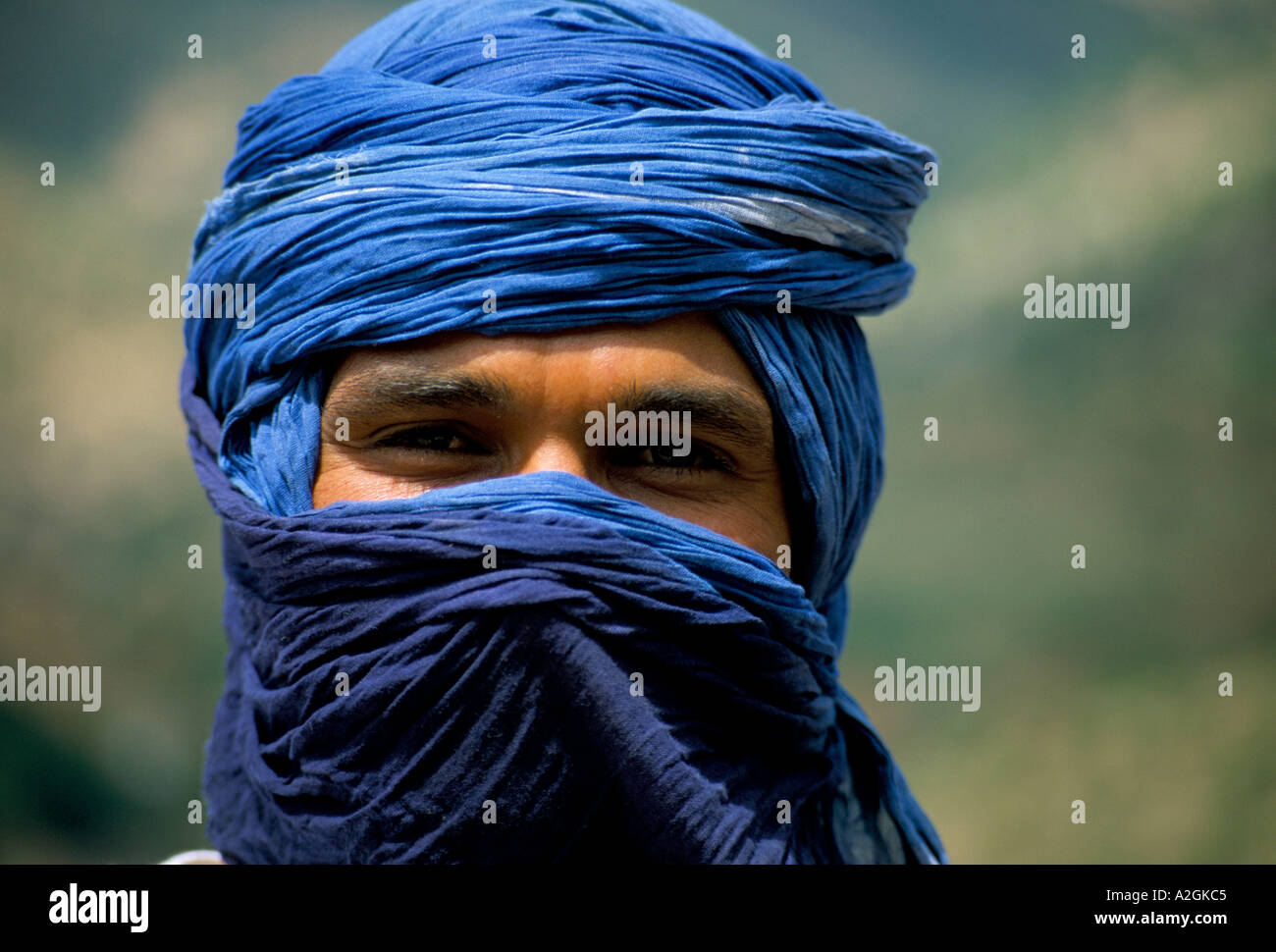 Berber man with blue turban Morocco Stock Photo - Alamy