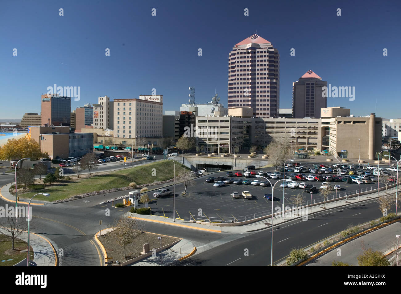 USA, New Mexico, Albuquerque: Downtown from Convention Center / Daytime ...