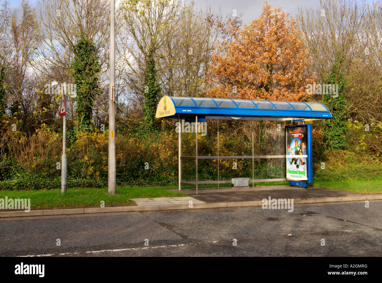 Rural bus stop on the outskirts of Warrington Cheshire UK Stock Photo ...