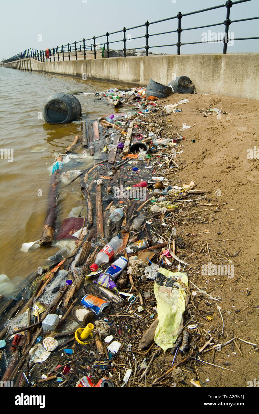 Flotsam and jetsam A variety of rubbish washed up on the beach at New ...