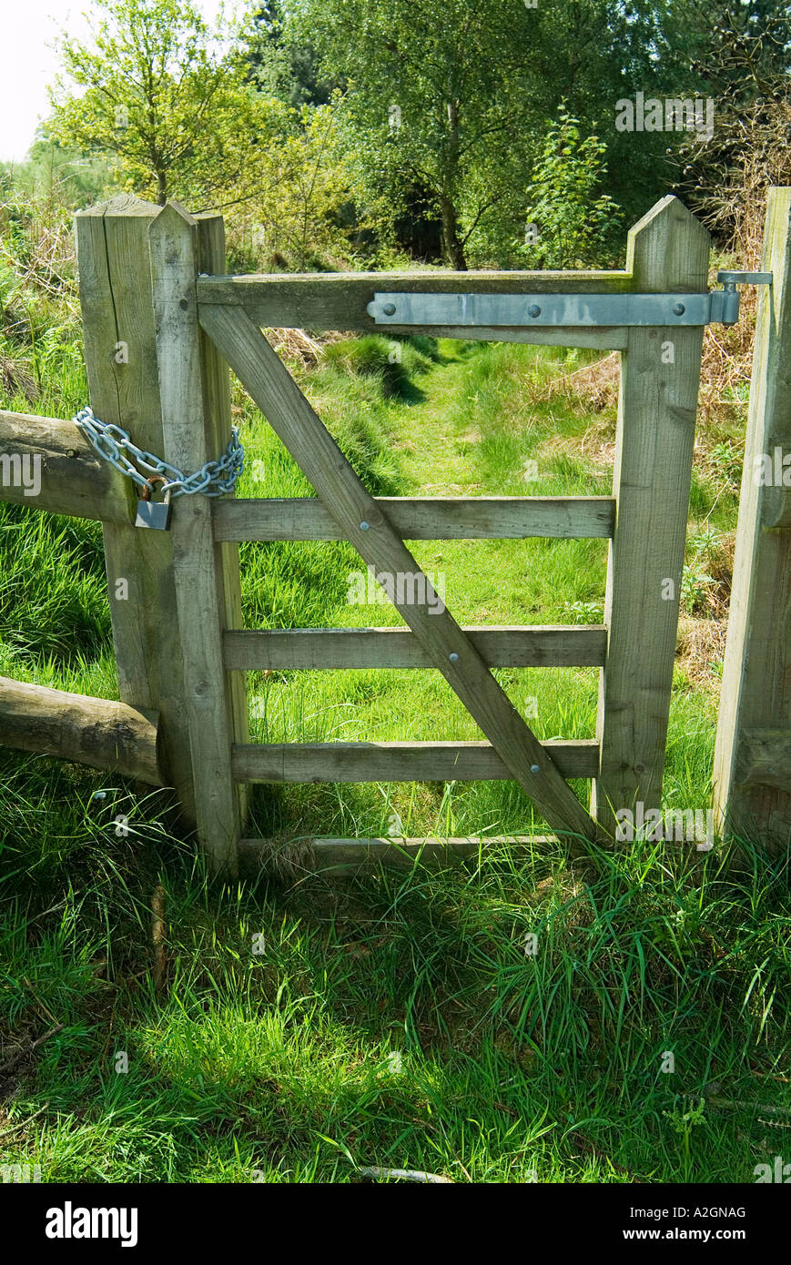 Locked gate preventing access into a restricted conservation area in ...