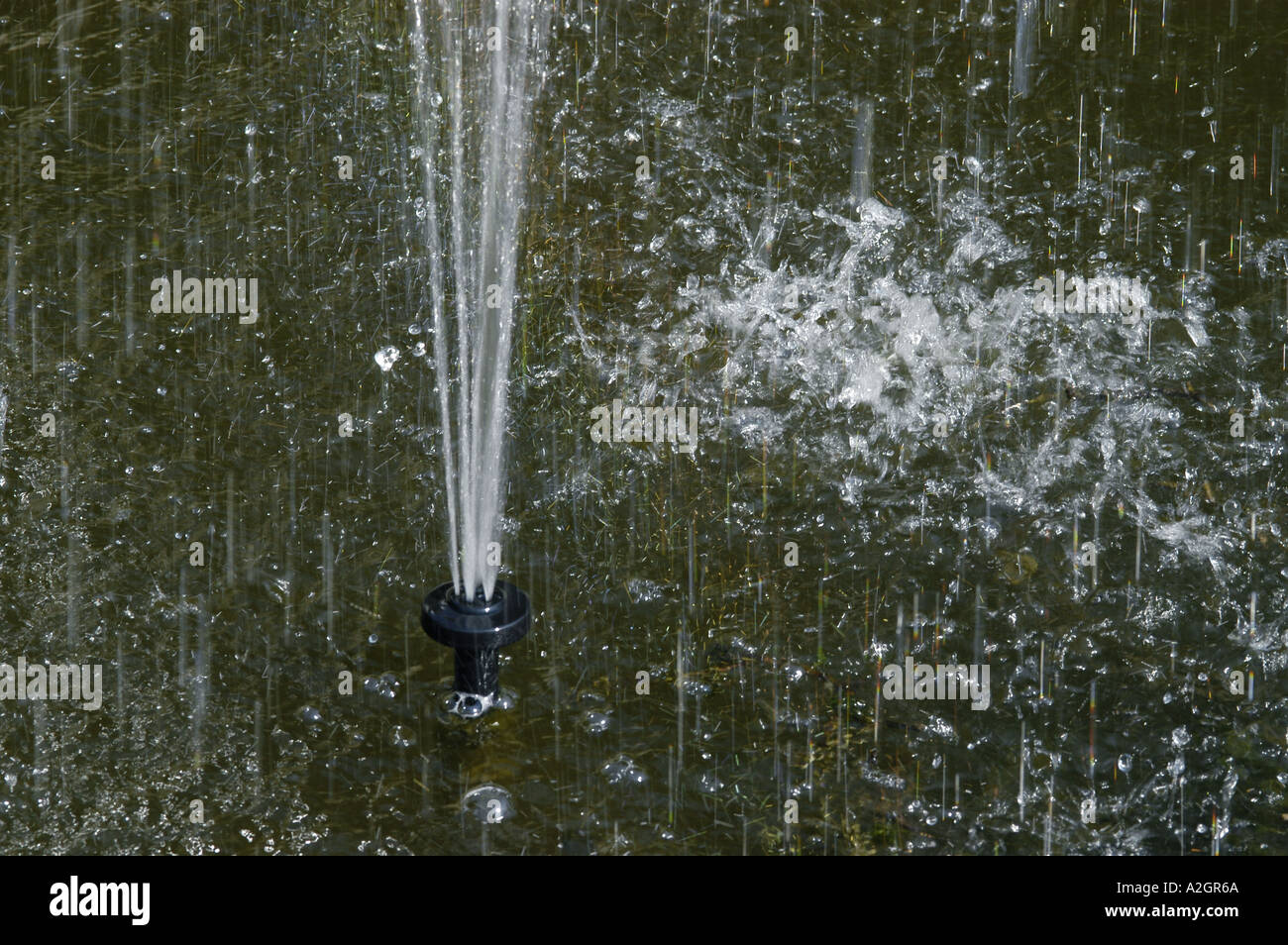A garden pond fountain showing jets of water Stock Photo - Alamy