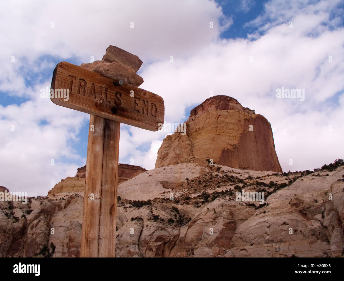 CAPITOL REEF NATIONAL PARK, UTAH. USA. Sign below the Golden Throne at ...