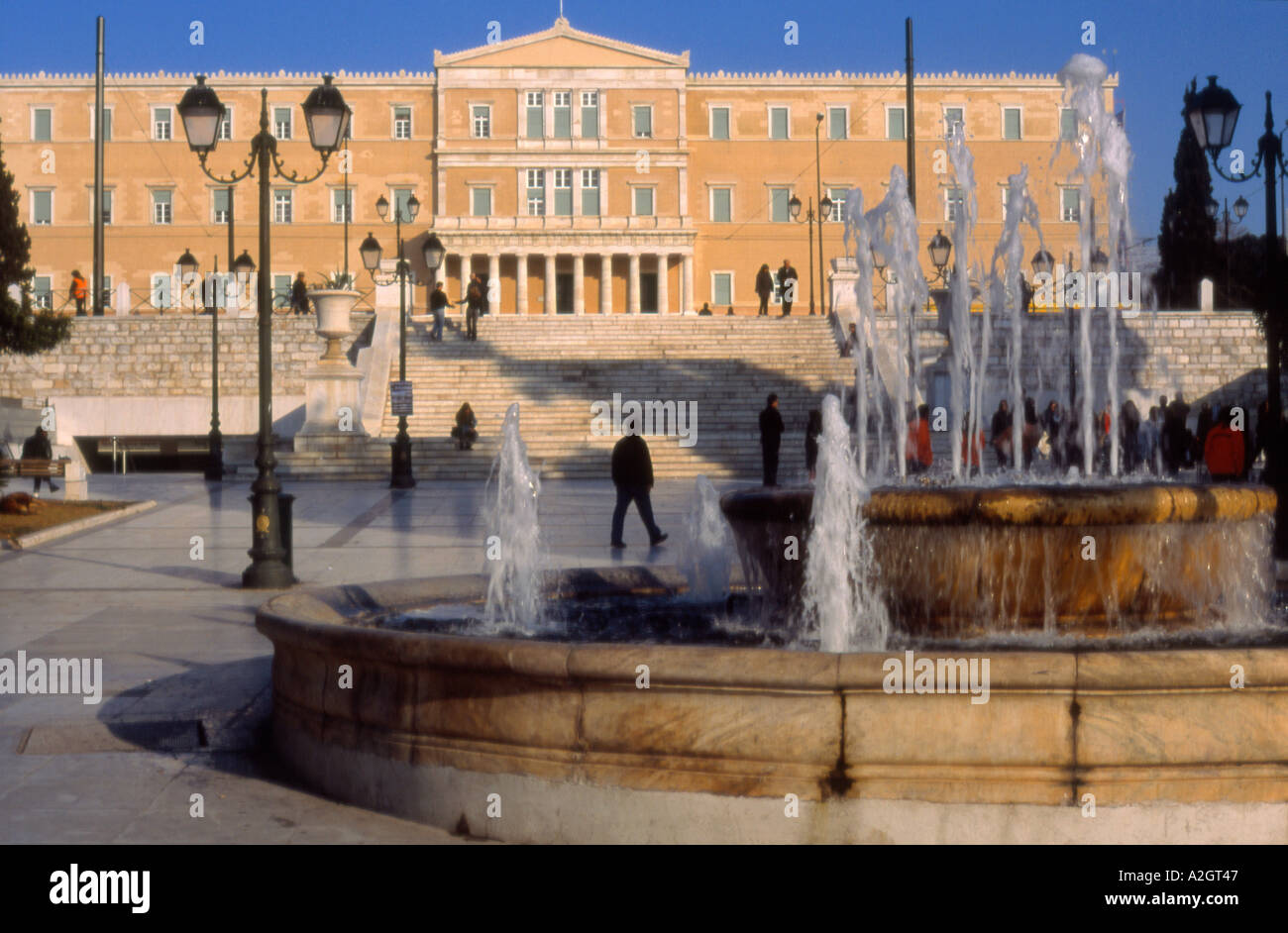Fountains in front of the Houses of Parliament at Constitution Square ...