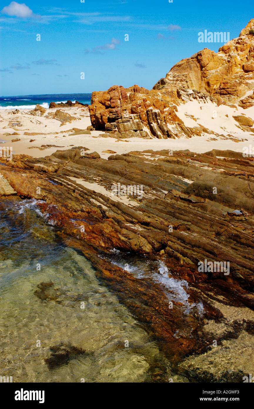 Australia, Victoria, Mallacoota, Rock formations on beach Stock Photo ...