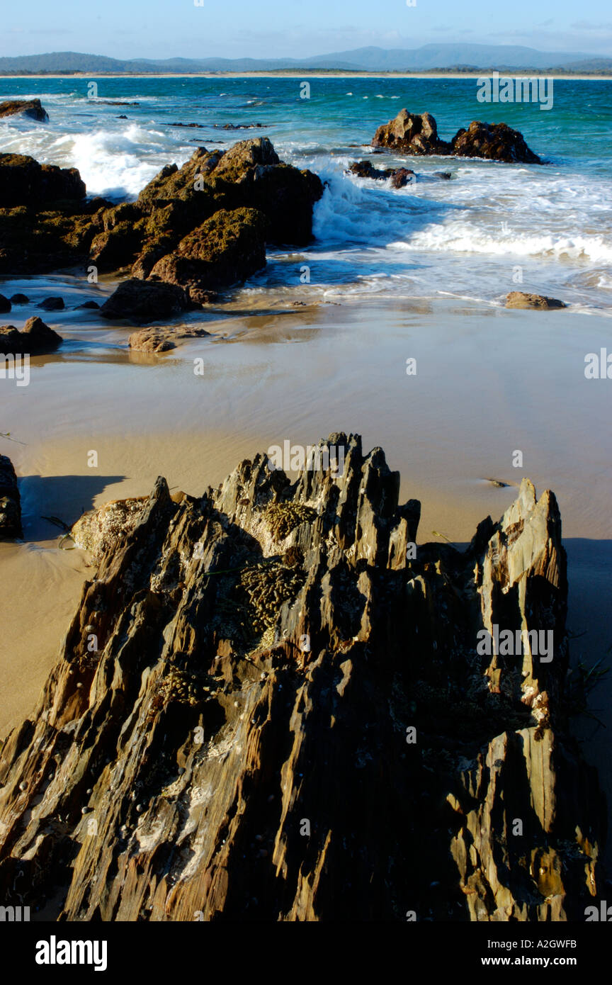 Australia, Victoria, Mallacoota, Rock formations on beach Stock Photo ...