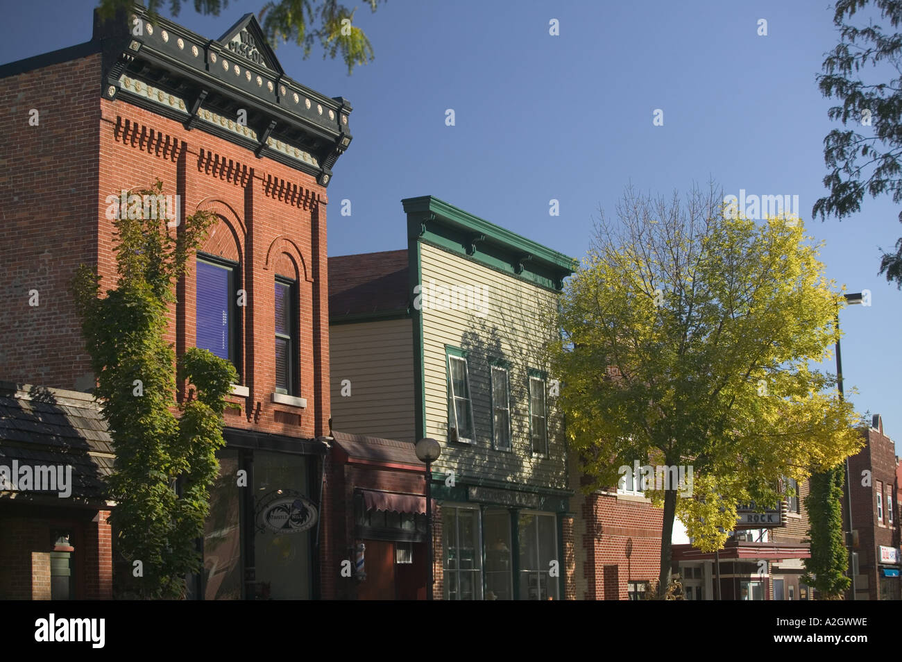 USA, Wisconsin, Dodgeville: Main Street View of Small Town Autumn Stock ...