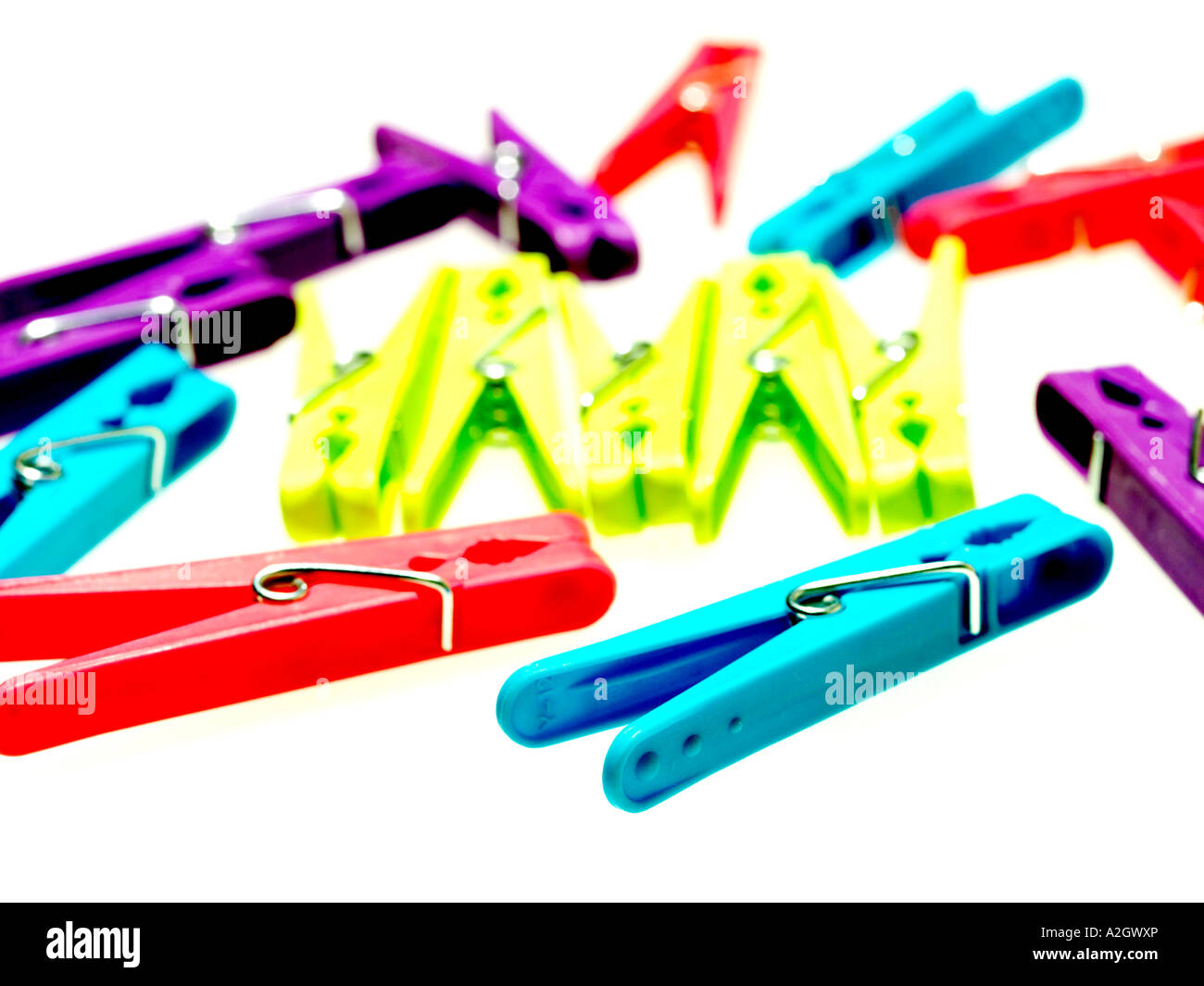Coloured Clothes Pegs Stock Photo - Alamy
