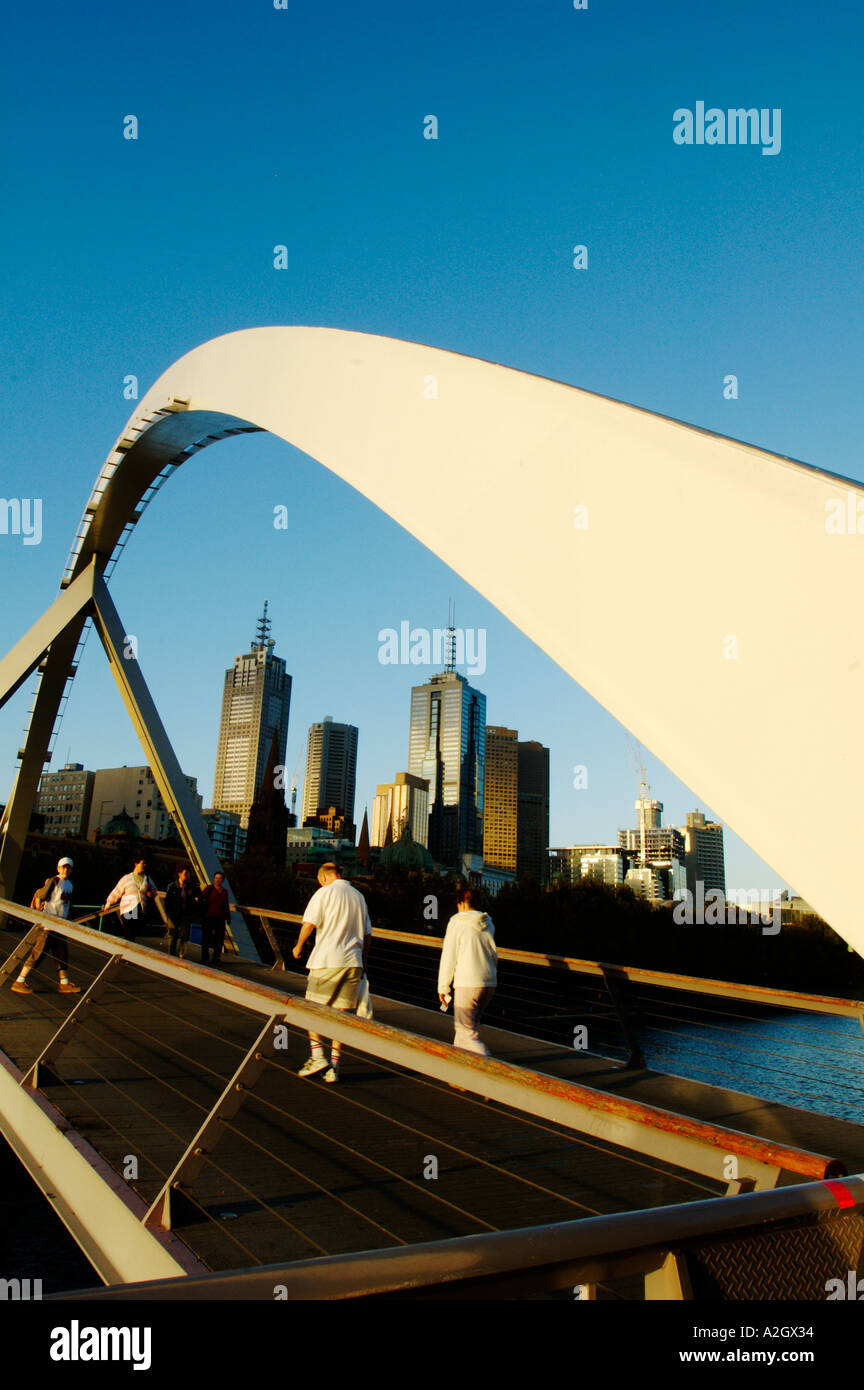 Australia, Melbourne, Pedestrian Bridge across the Yarra River Stock ...