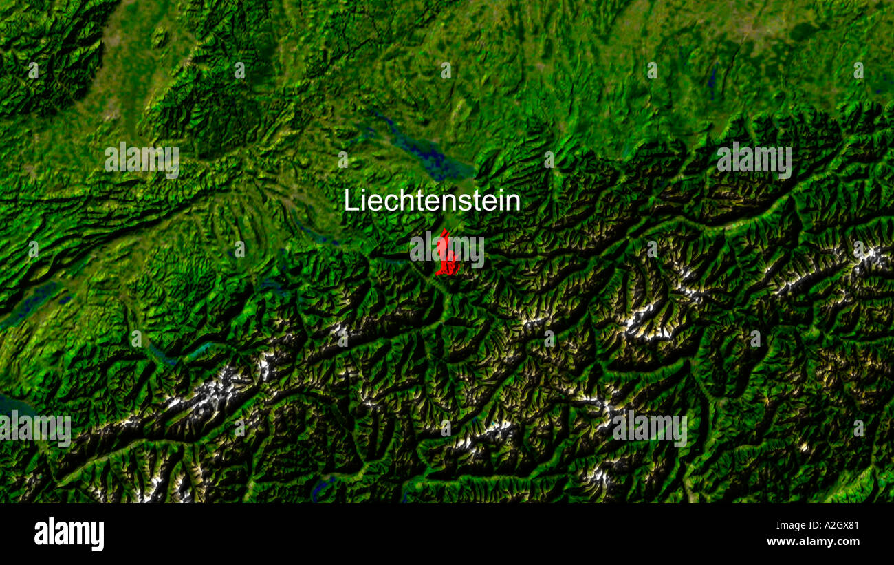 Highlighted Satellite Image Of Liechtenstein Stock Photo - Alamy