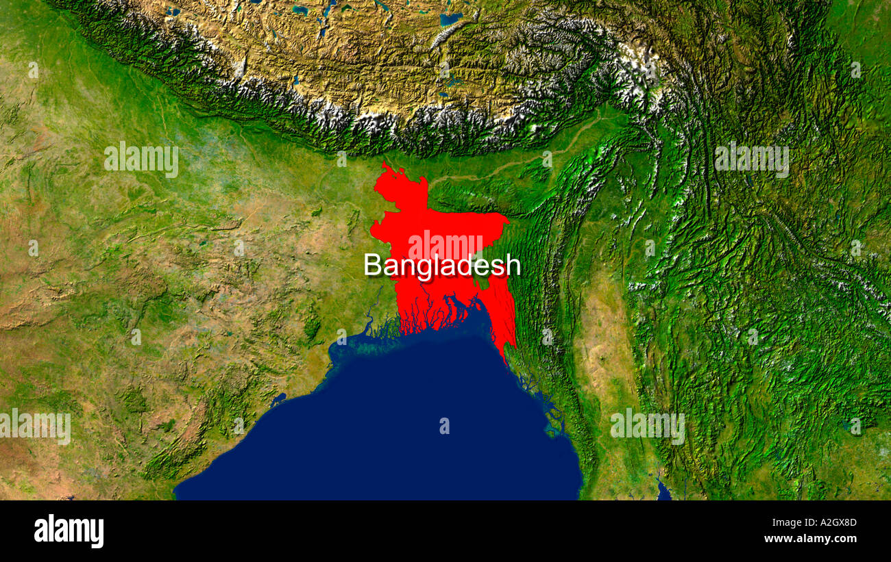 Highlighted Satellite Image Of Bangladesh Stock Photo - Alamy