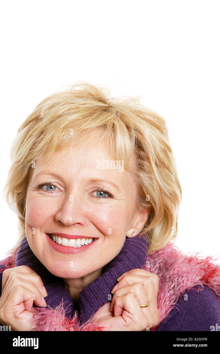 Attractive Kind Confident Older Mature Woman Smiling With A Friendly ...