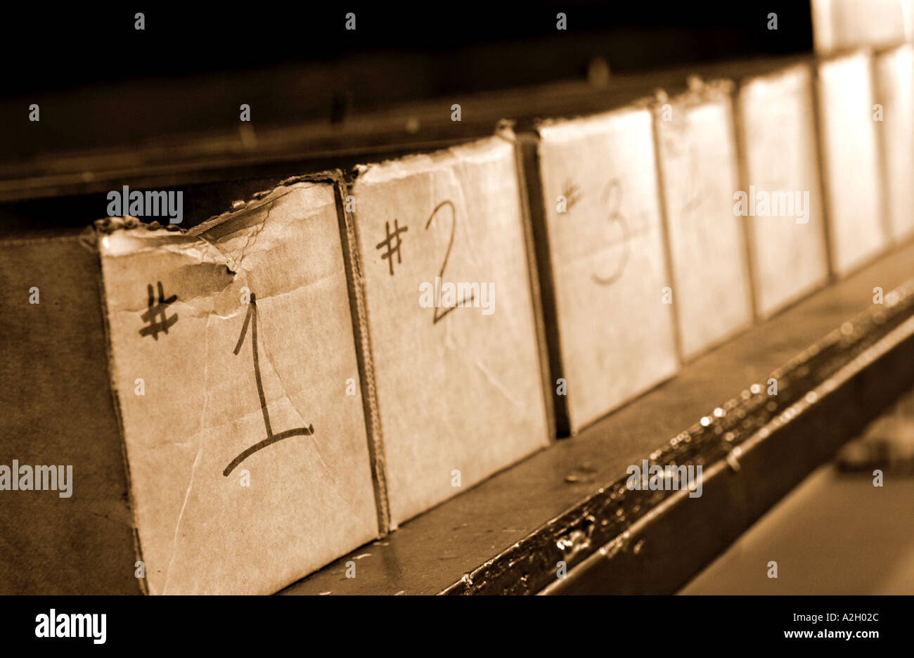 Parts boxes in factory Stock Photo - Alamy