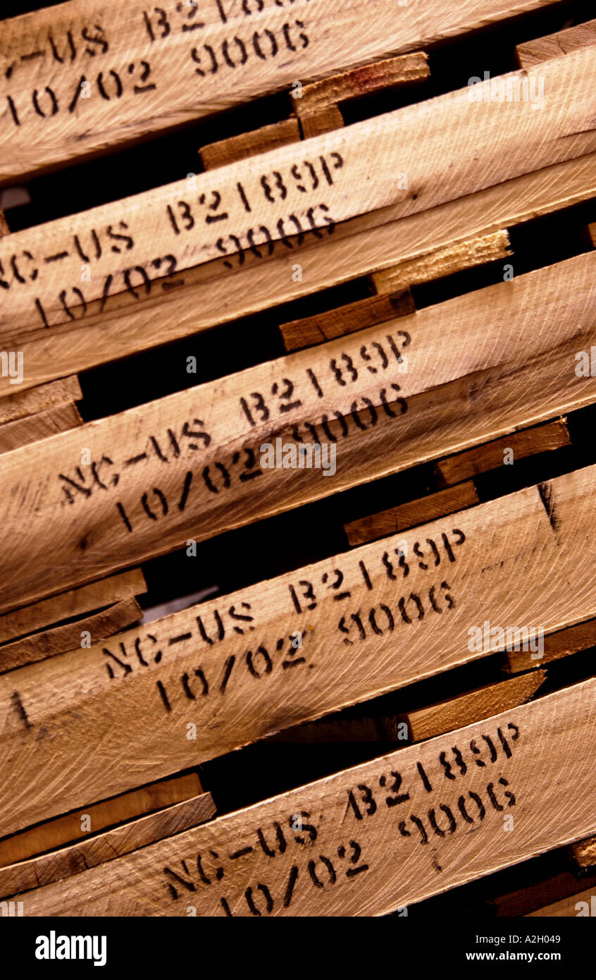 Wooden pallets in factory Stock Photo - Alamy