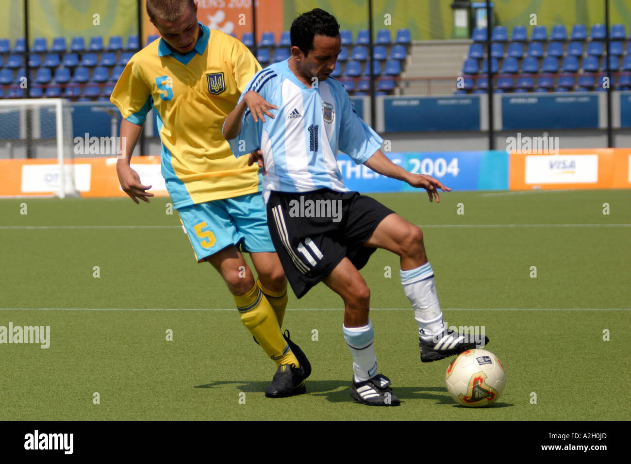 Javier Sosa of Argentina in the first round of the 7 a side football ...