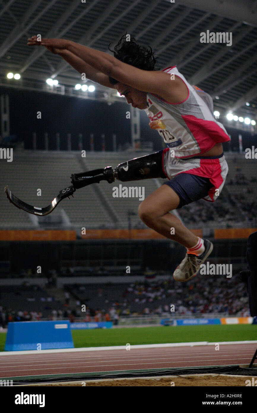 Fuentes of Mexico mid jump in the mens F42 long jump final during the ...
