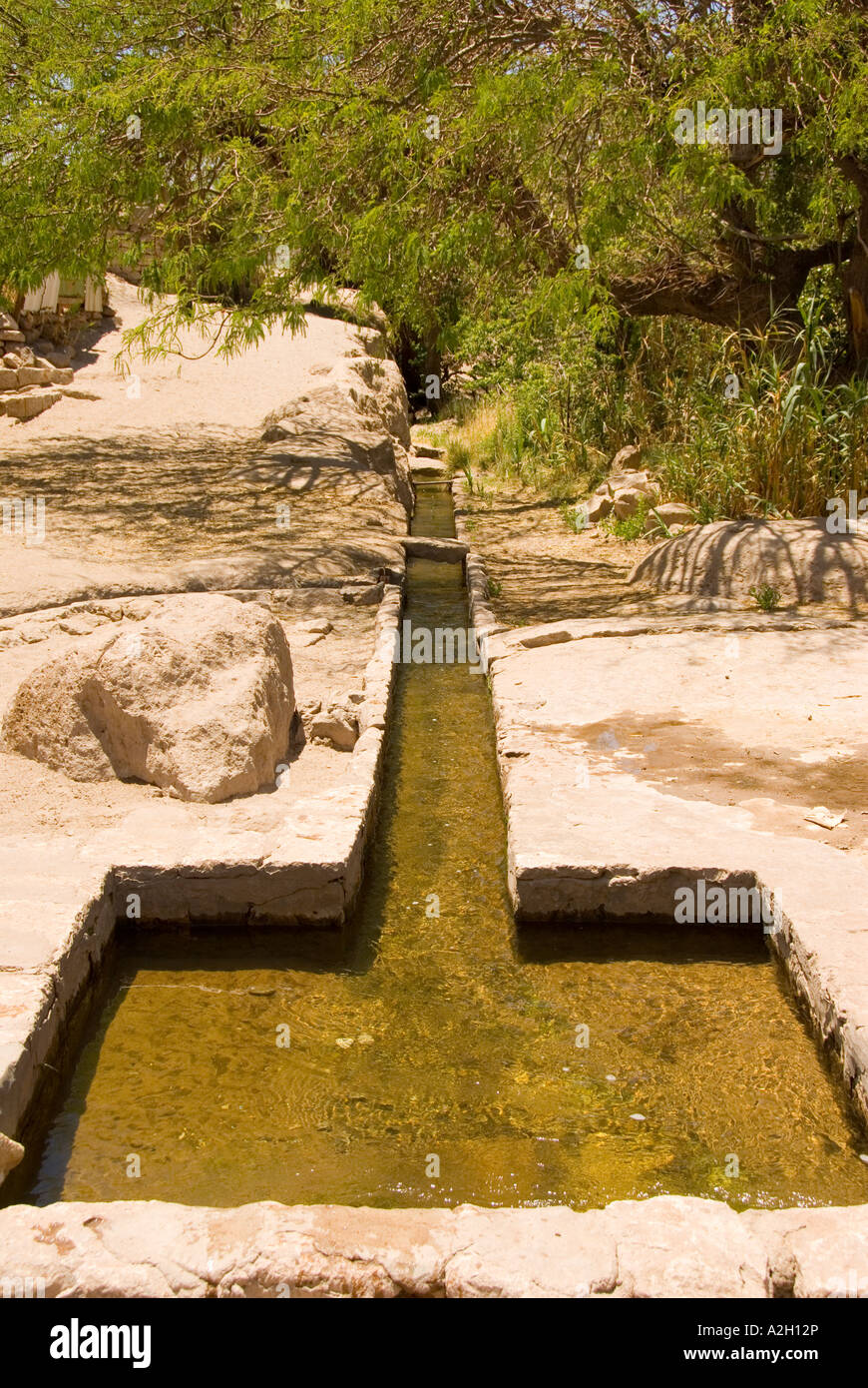 Chile Atacama Desert tocano town irrigation water system Stock Photo ...